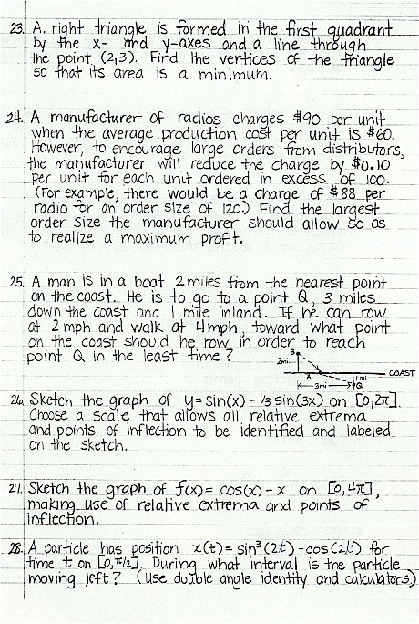 Curve Sketching and Extrema Practice Problems