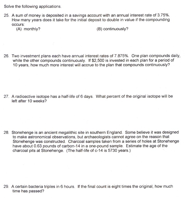 Notes and Examples for Natural Logarithms and e